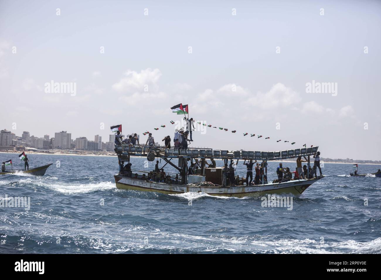 (180529) -- GAZA, May 29, 2018 -- Fishing boats trying to breach ...