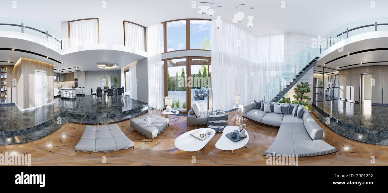 360 panorama of the living interior Stock Photo - Alamy