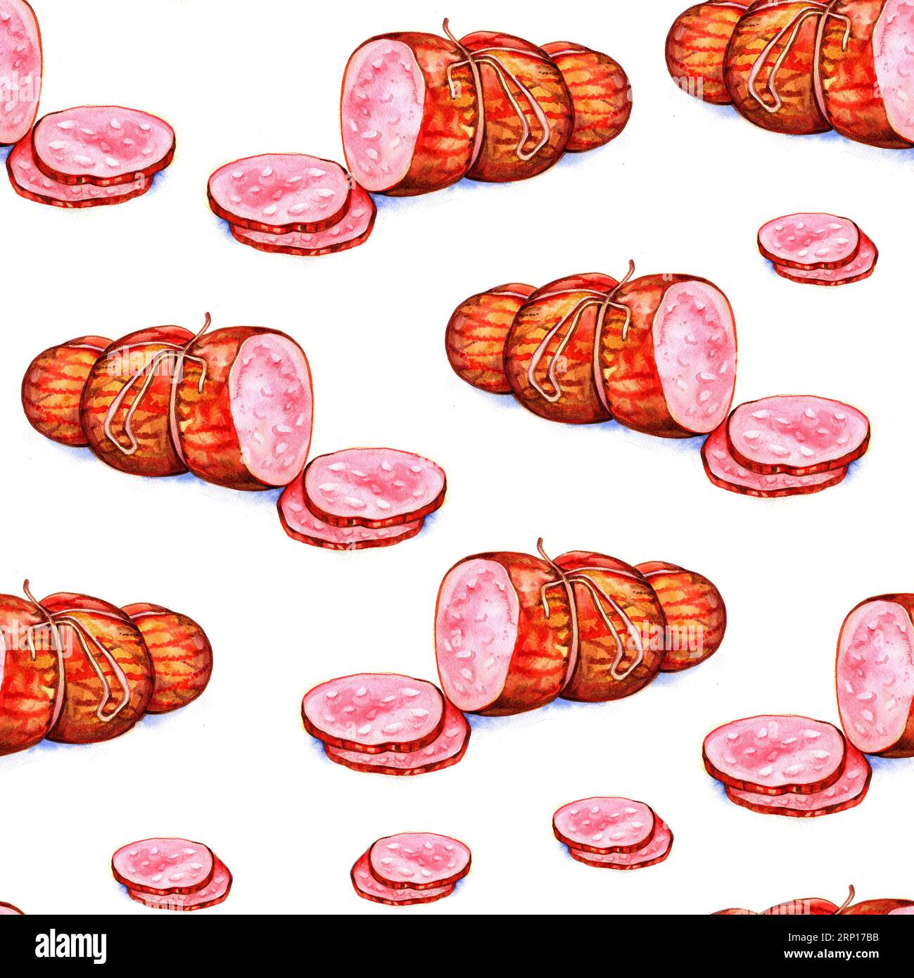 sausage seamless pattern. Food watercolor background. restaurant cafe ...
