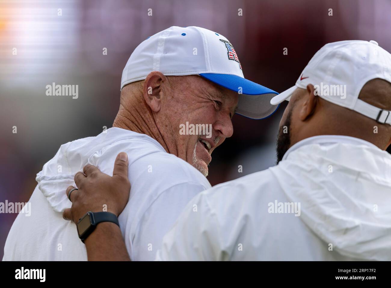 Middle Tennessee head coach Rick Stockstill grins as he talks with ...