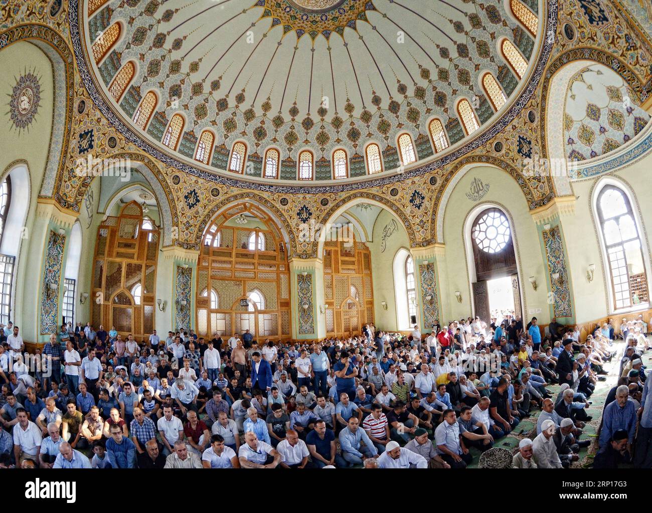 (180615) -- BAKU, June 15, 2018 -- Azerbaijani Muslims attend the Eid ...