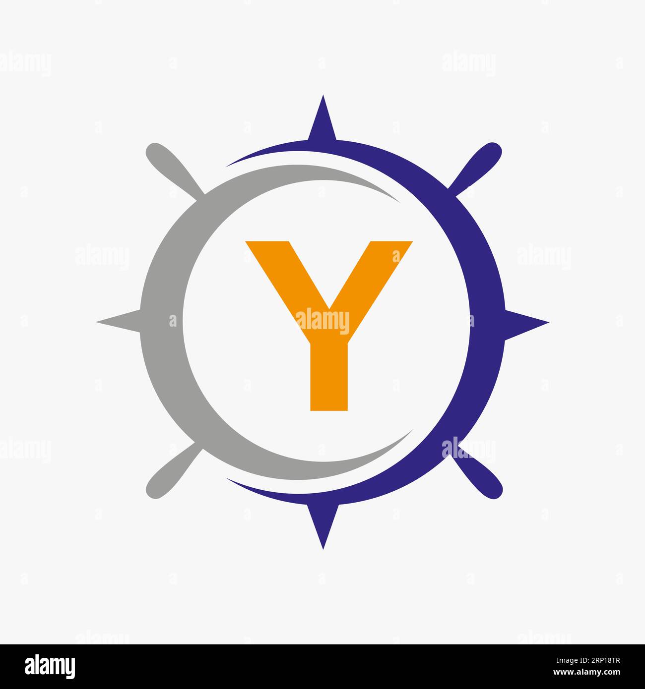 Letter Y Ship Logo Concept With Ship Wheel Sign Vector Template Stock ...