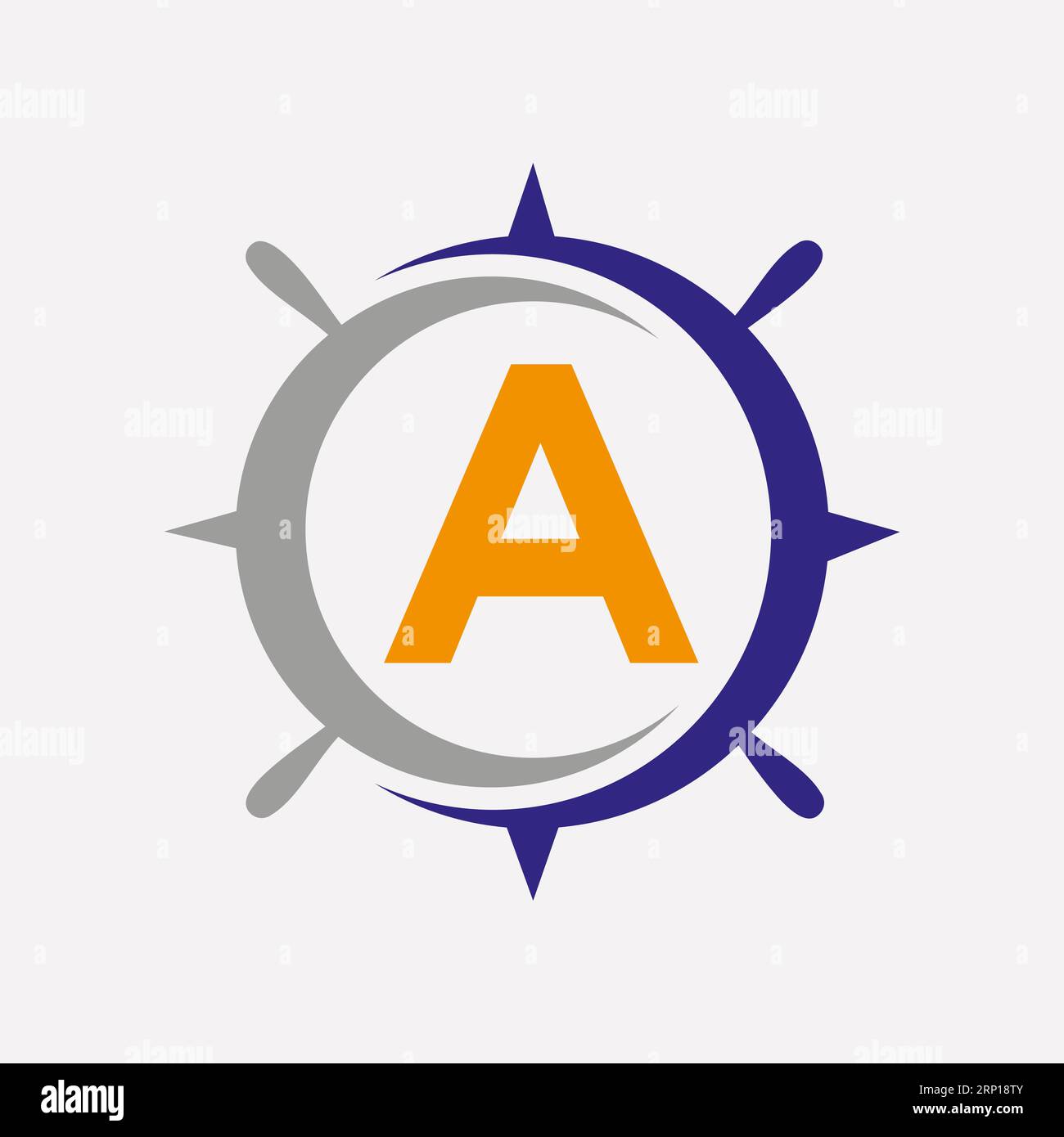 Letter A Ship Logo Concept With Ship Wheel Sign Vector Template Stock ...