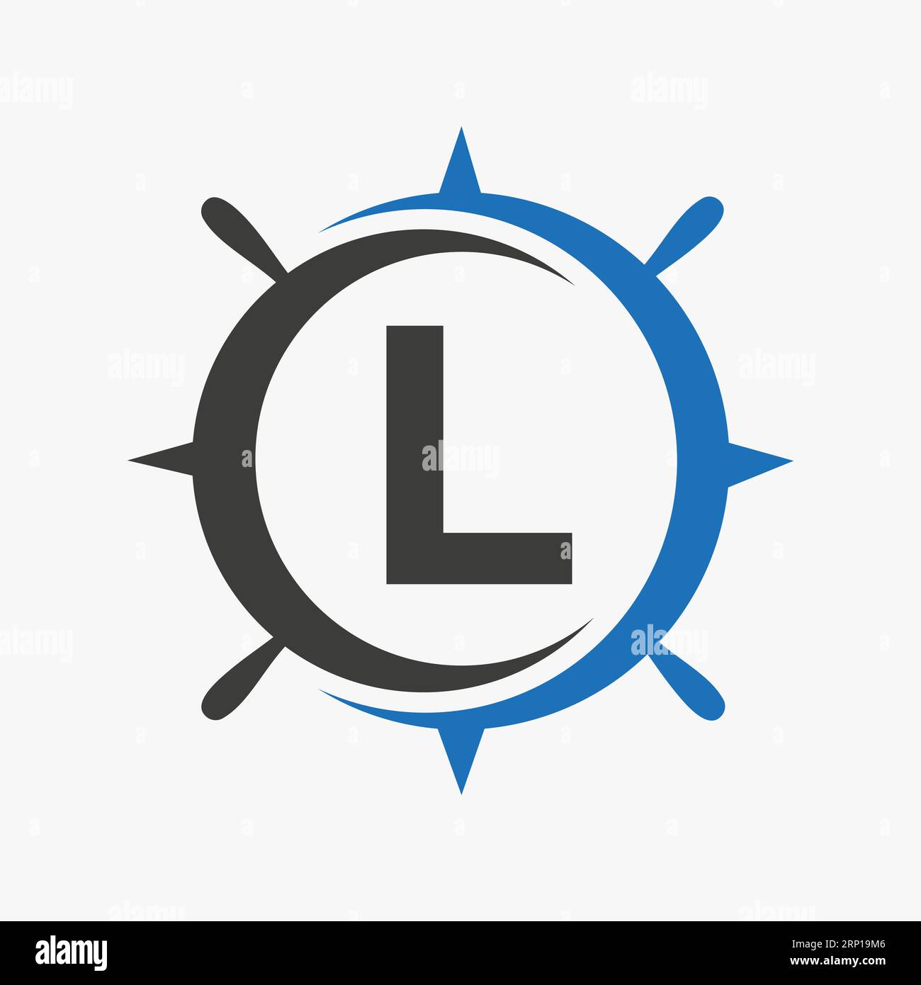 Letter L Ship Logo Concept With Ship Wheel Sign Vector Template Stock ...