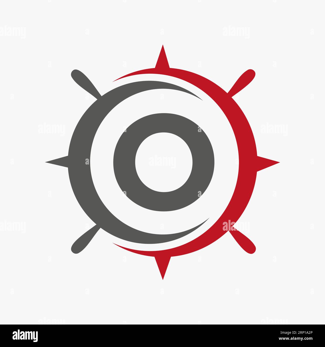 Letter O Ship Logo Concept With Ship Wheel Sign Vector Template Stock ...