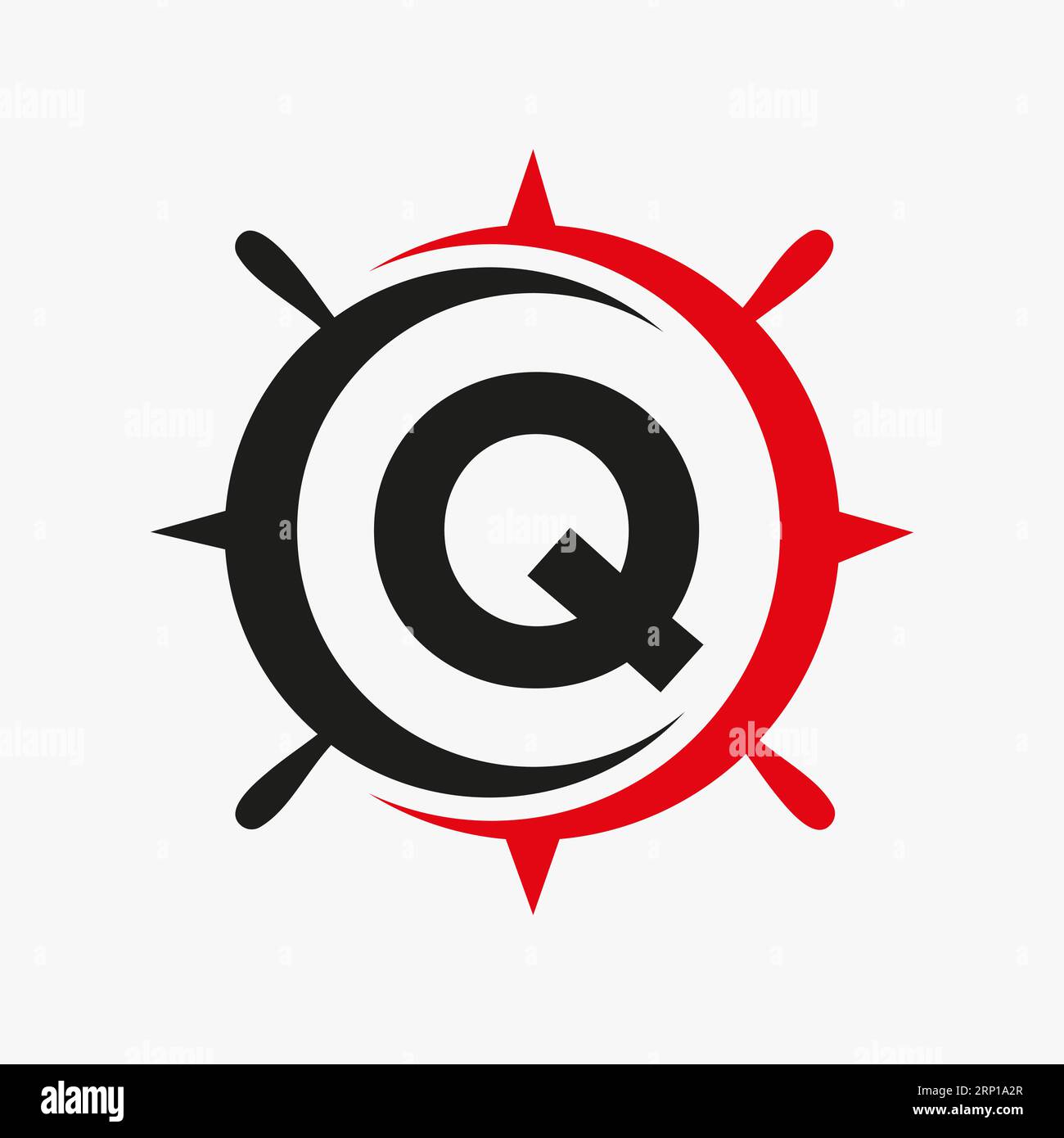 Letter Q Ship Logo Concept With Ship Wheel Sign Vector Template Stock ...