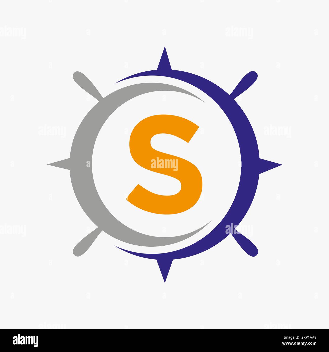 Letter S Ship Logo Concept With Ship Wheel Sign Vector Template Stock ...