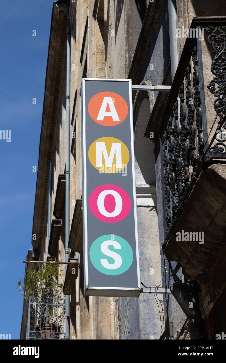 Bordeaux , France - 09 01 2023 : AMOS Emmaus sign text and brand logo ...