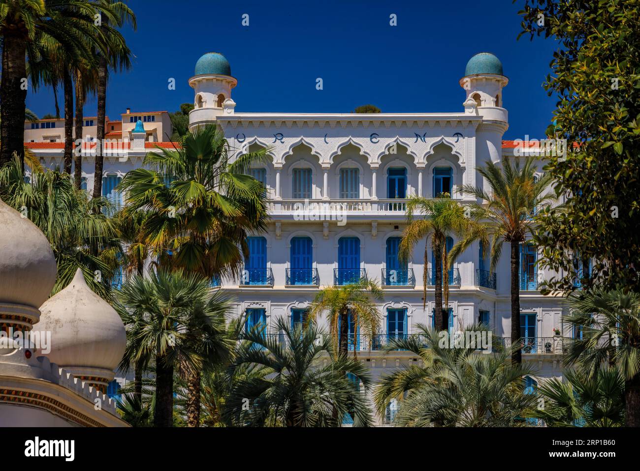 Menton, France - May 26, 2023: Orient Palace, a magnificent building of ...
