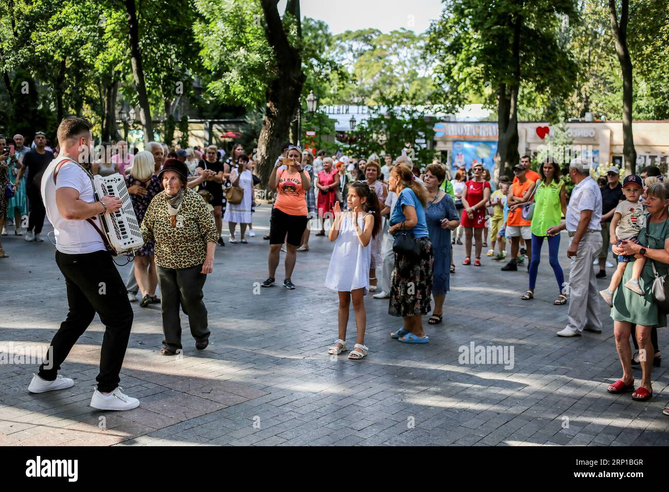 Odessa, Ukraine. 02nd Sep, 2023. Accordionist Volodymyr Voytsekhovskyi ...