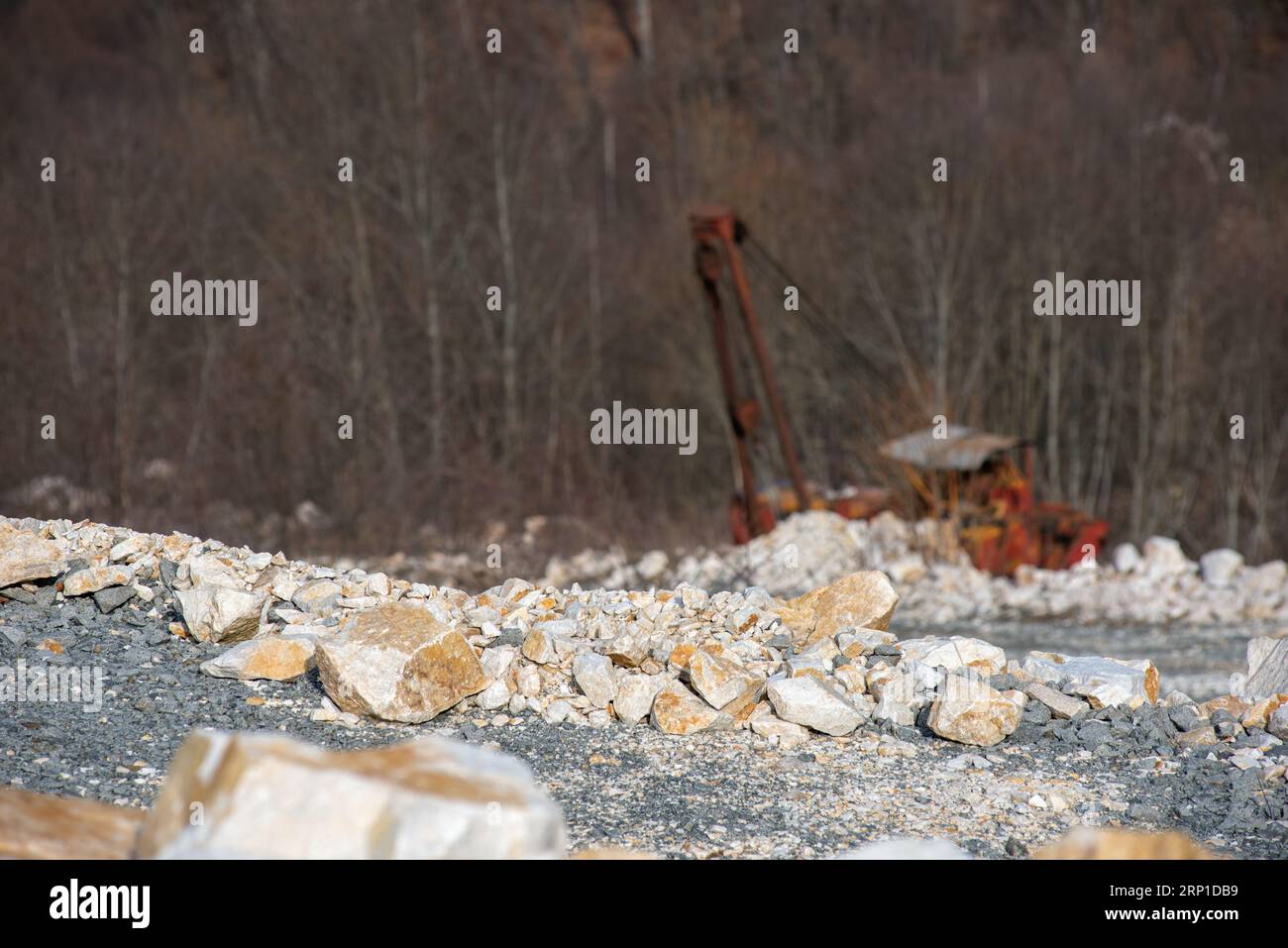 Old abandoned rusty mining machinery, excavator in a quarry Stock Photo ...