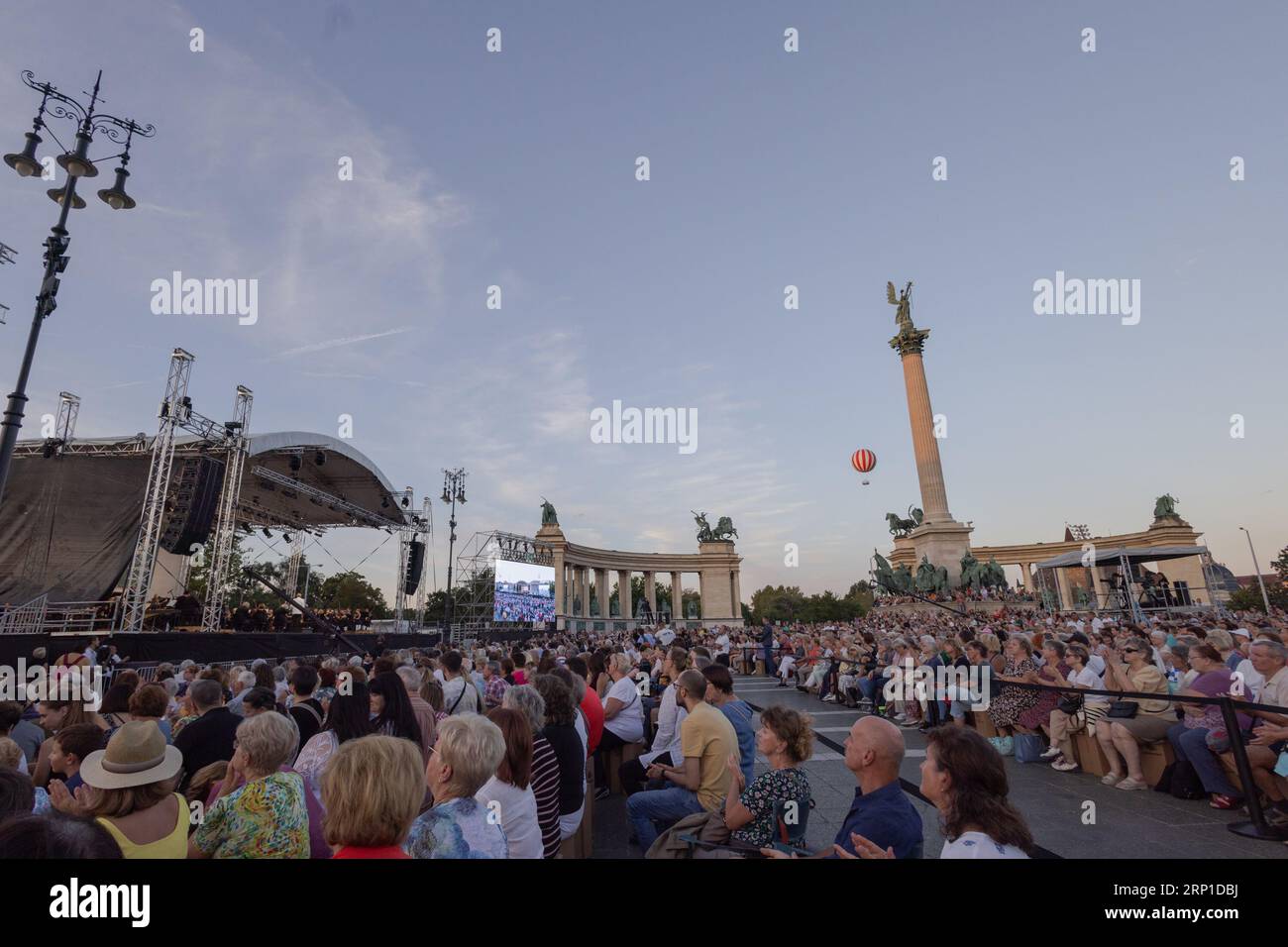 Budapest. 2nd Sep, 2023. People listen to a free open air concert of the Budapest Festival ...