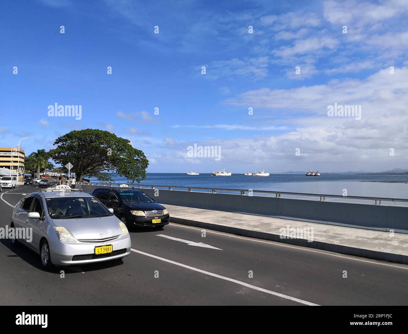 (180703) -- SUVA, July 3, 2018 -- Taxis go through the Stinson Parade ...
