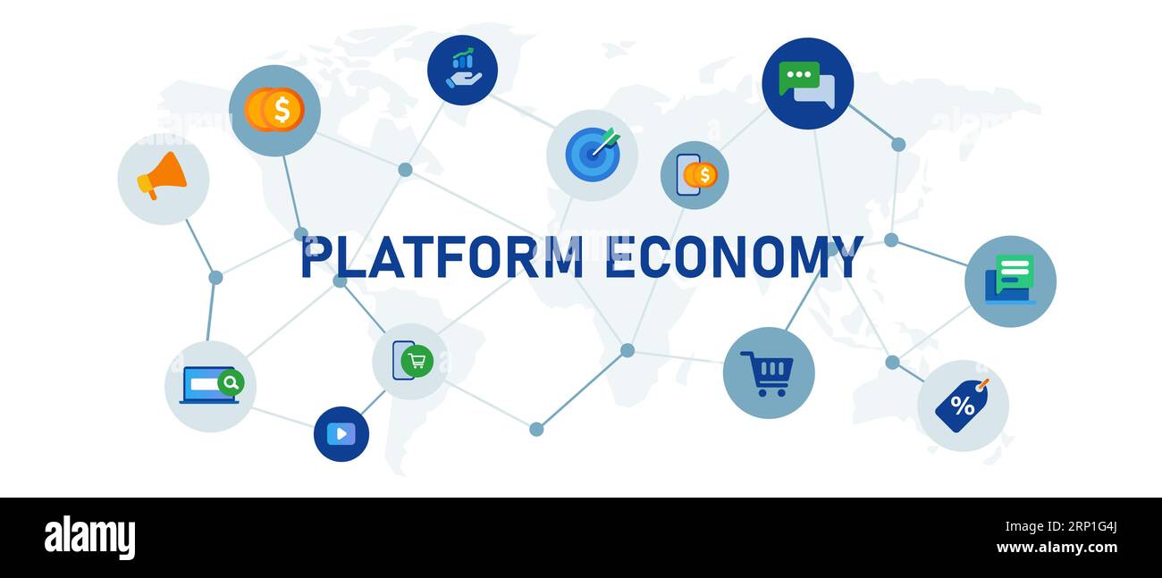 platform economy with laptop or smartphone business digital marketing ...