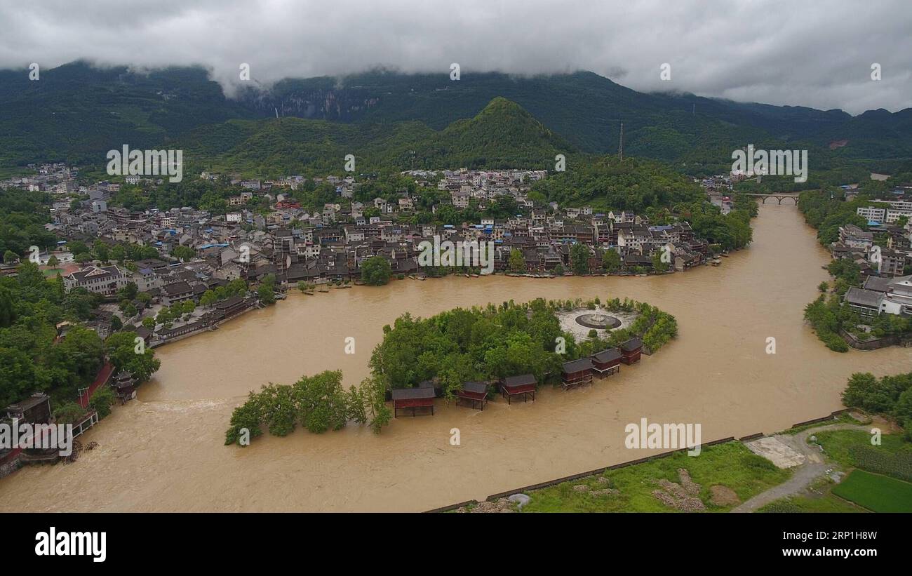 (180707) -- HUAYUAN, July 7, 2018 -- Aerial photo taken on July 6, 2018 ...