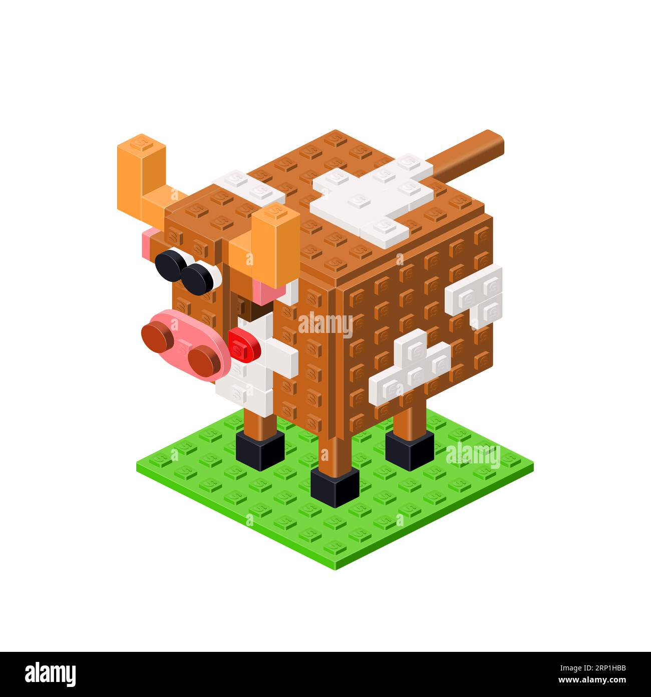 Funny cow in isometry. Pixel art Vector clipart Stock Vector Image ...