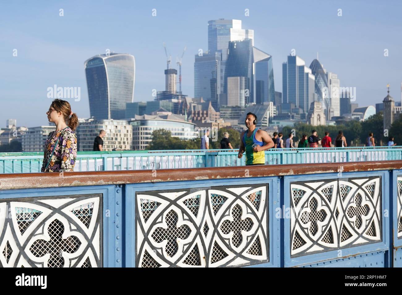People on Tower Bridge in central London. Picture date: Sunday ...