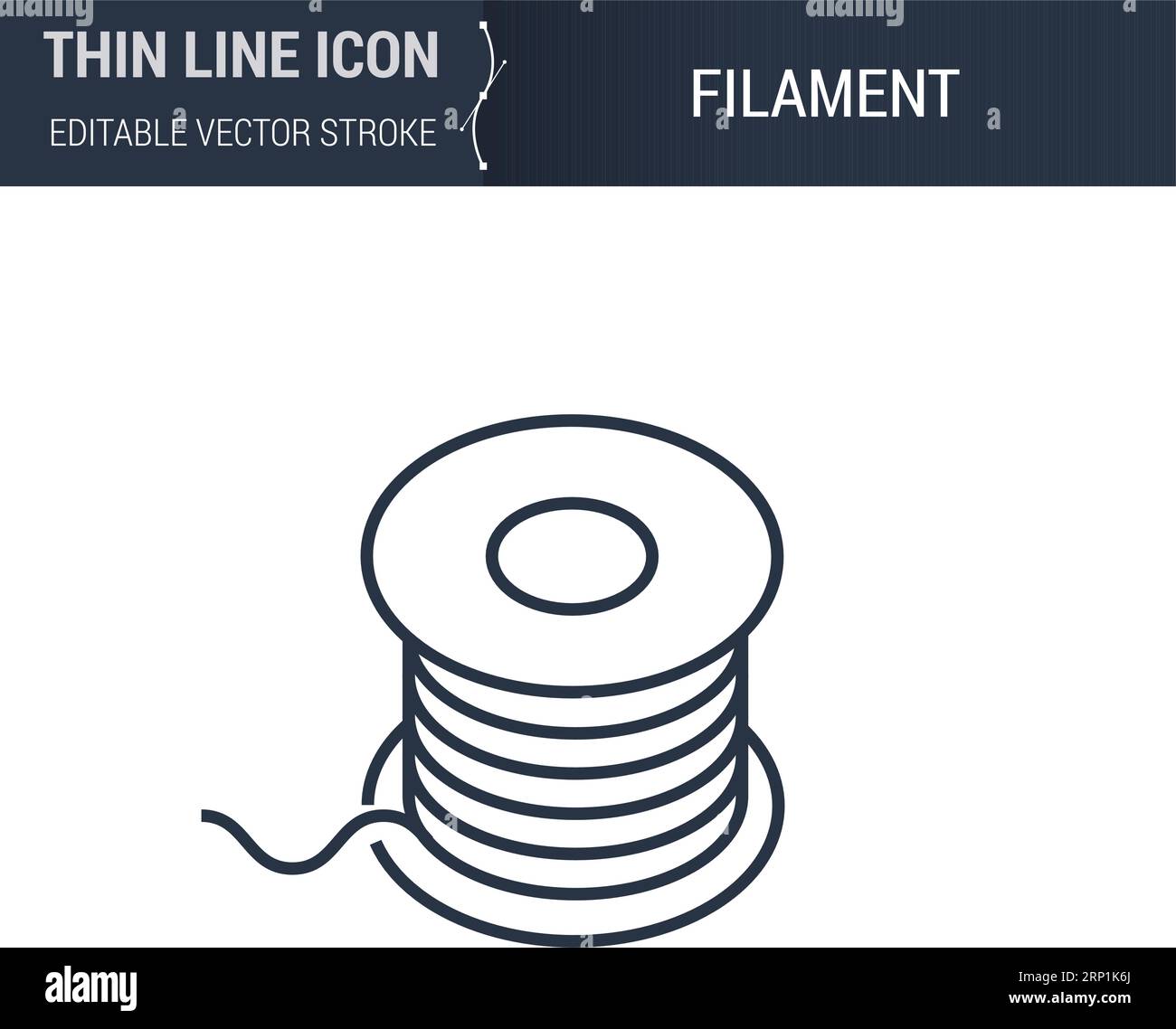 Symbol of Filament Thin Line Icon of 3D Printing and Modeling Set ...