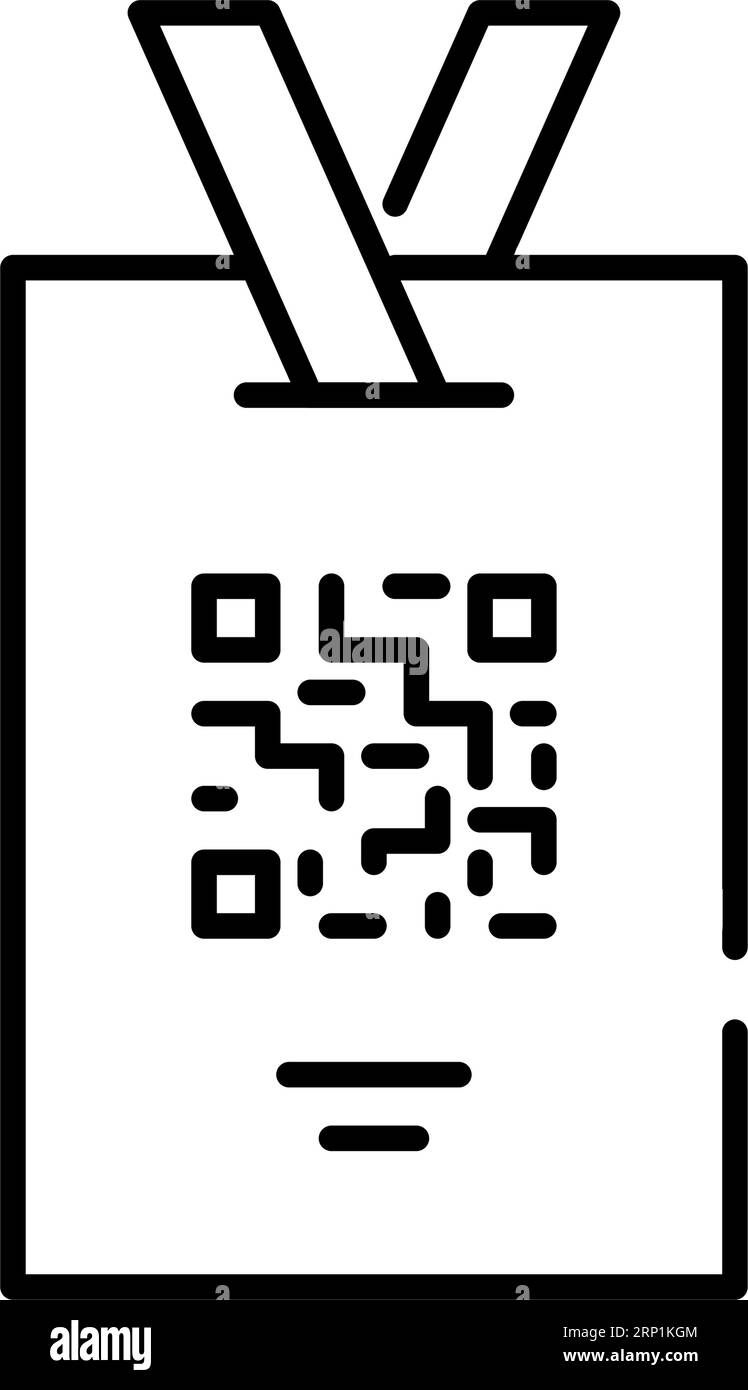 ID badge with qr-code. Pixel perfect, editable stroke Stock Vector ...