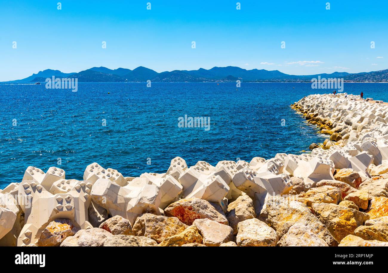 Cannes, France - July 31, 2022: Cannes seafront panorama with ...