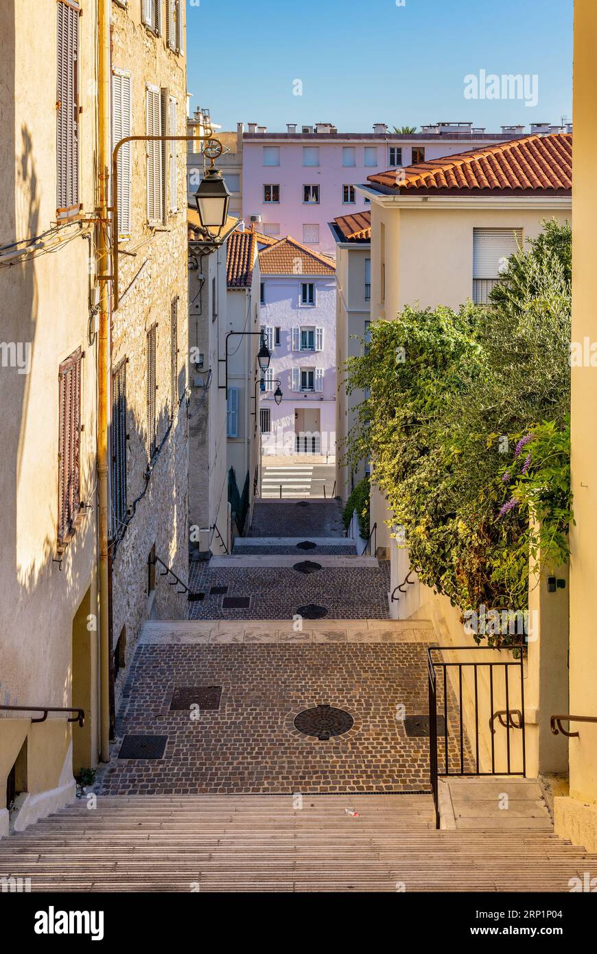 Cannes, France - July 31, 2022: Historic Escalier de la Tour stairway ...