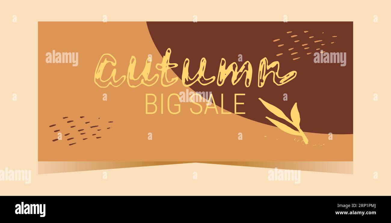 Layout of the autumn discount coupon template. Spots, leaves and dots ...