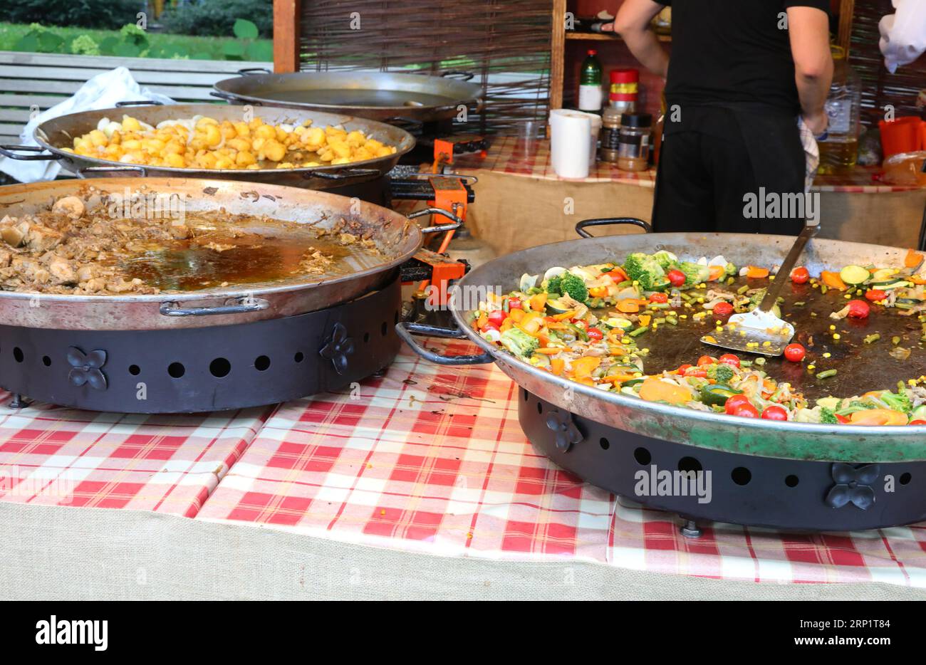 typical dish of Central European cuisine with broccoli cabbage corn and ...