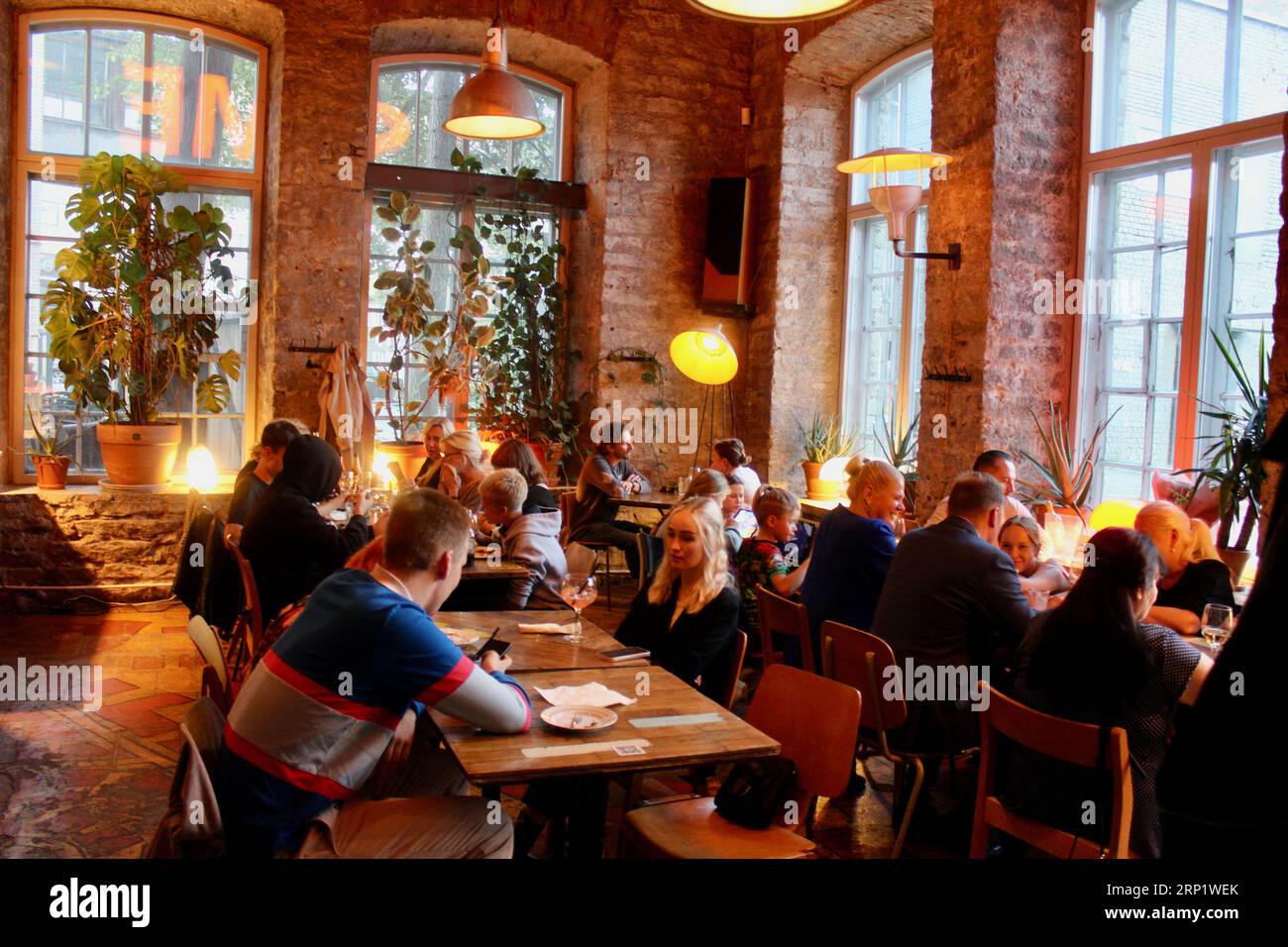 F-Hoone restaurant interior with diners teleskivi area tallinn estonia ...