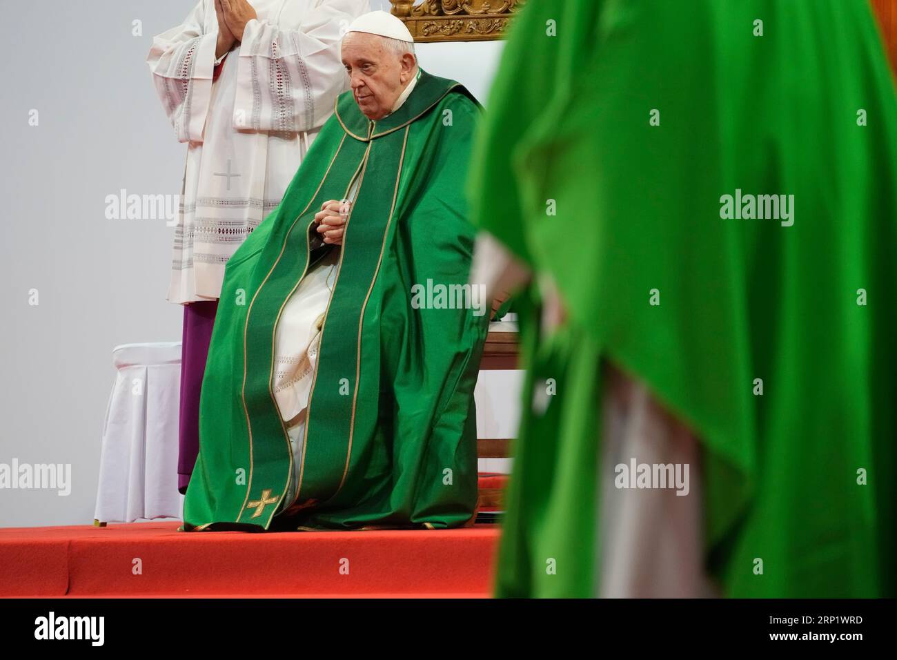 Pope Francis presides over a mass at the Steppe Arena in the Mongolian ...