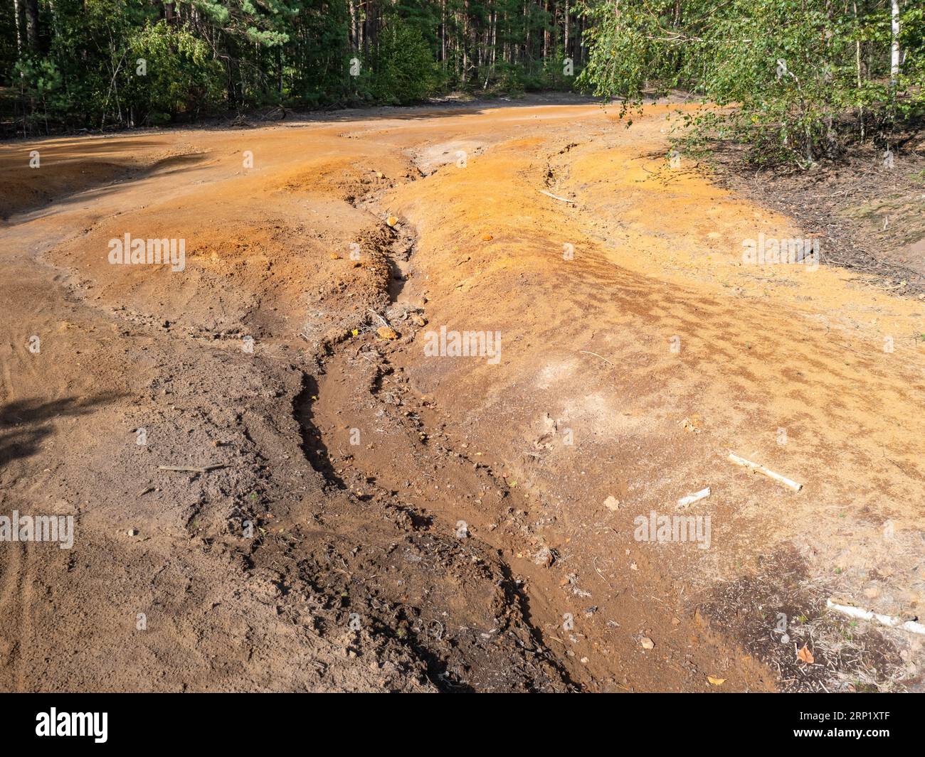 Colorful lake in the former open coal lignite mine Babina. Ecological ...