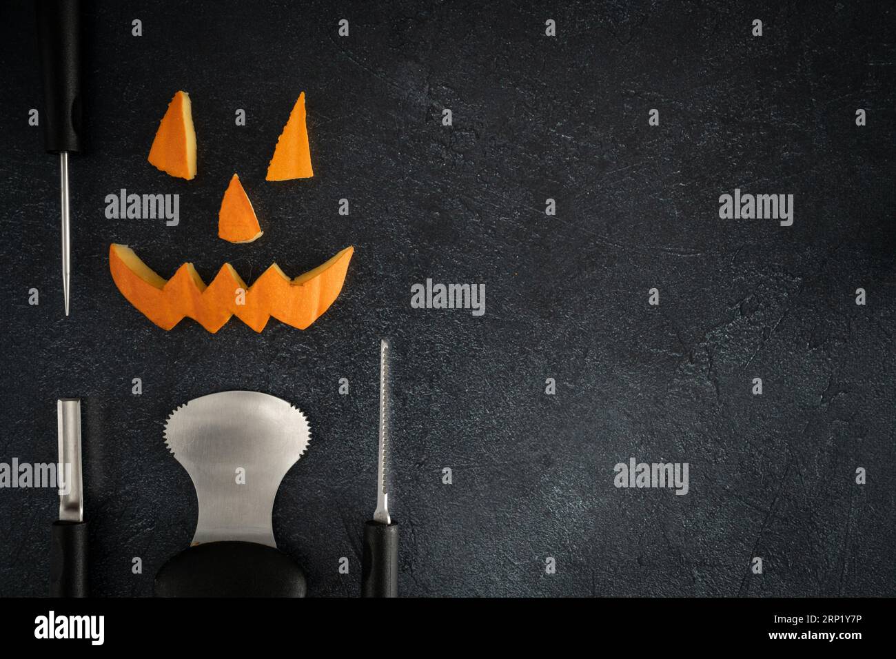 Halloween pumpkin pieces face cut out. Spooky carved eyes, nose, mouth ...