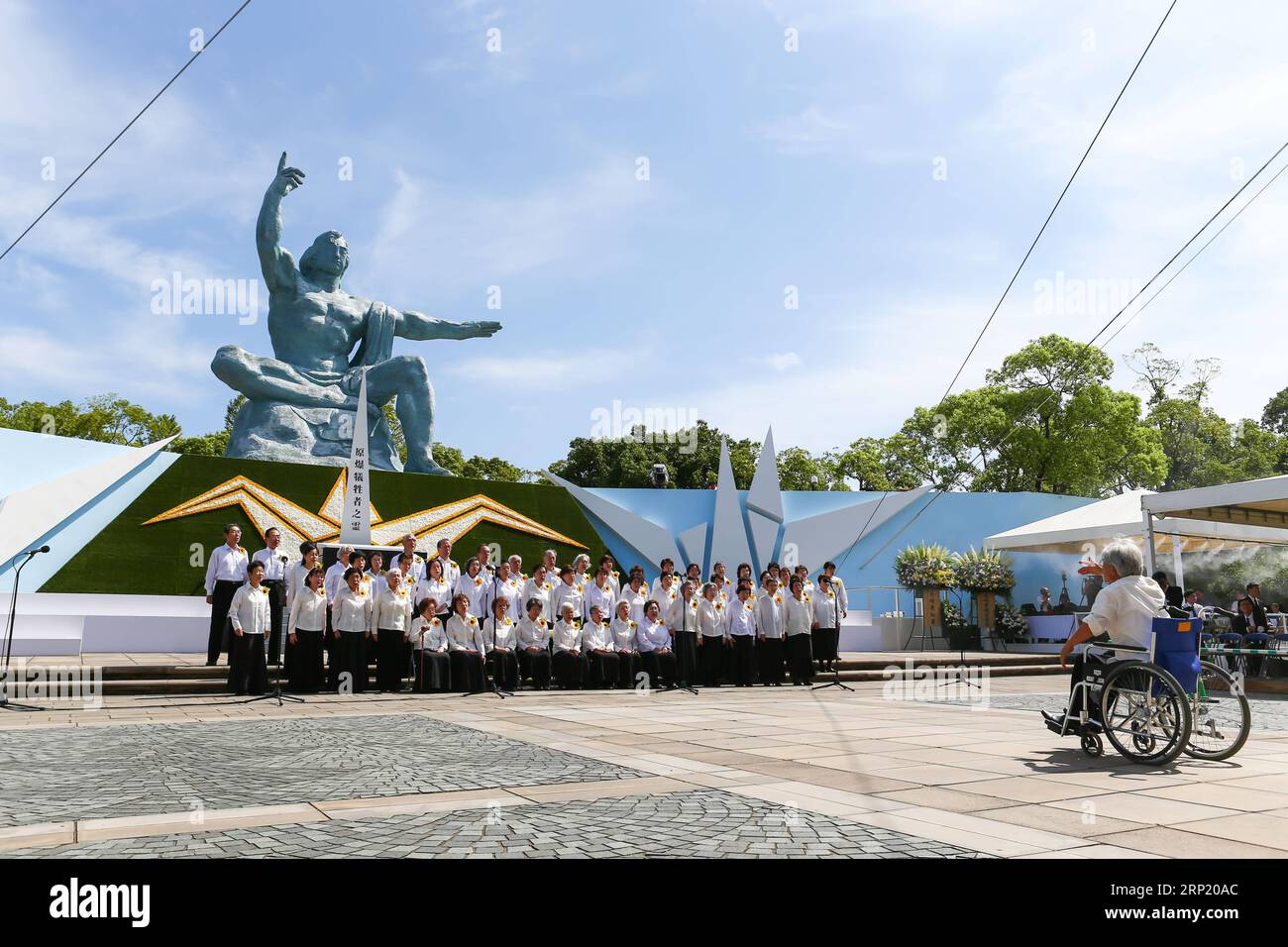 (180809) -- NAGASAKI, Aug. 9, 2018 -- A chorus sing during the 73rd ...