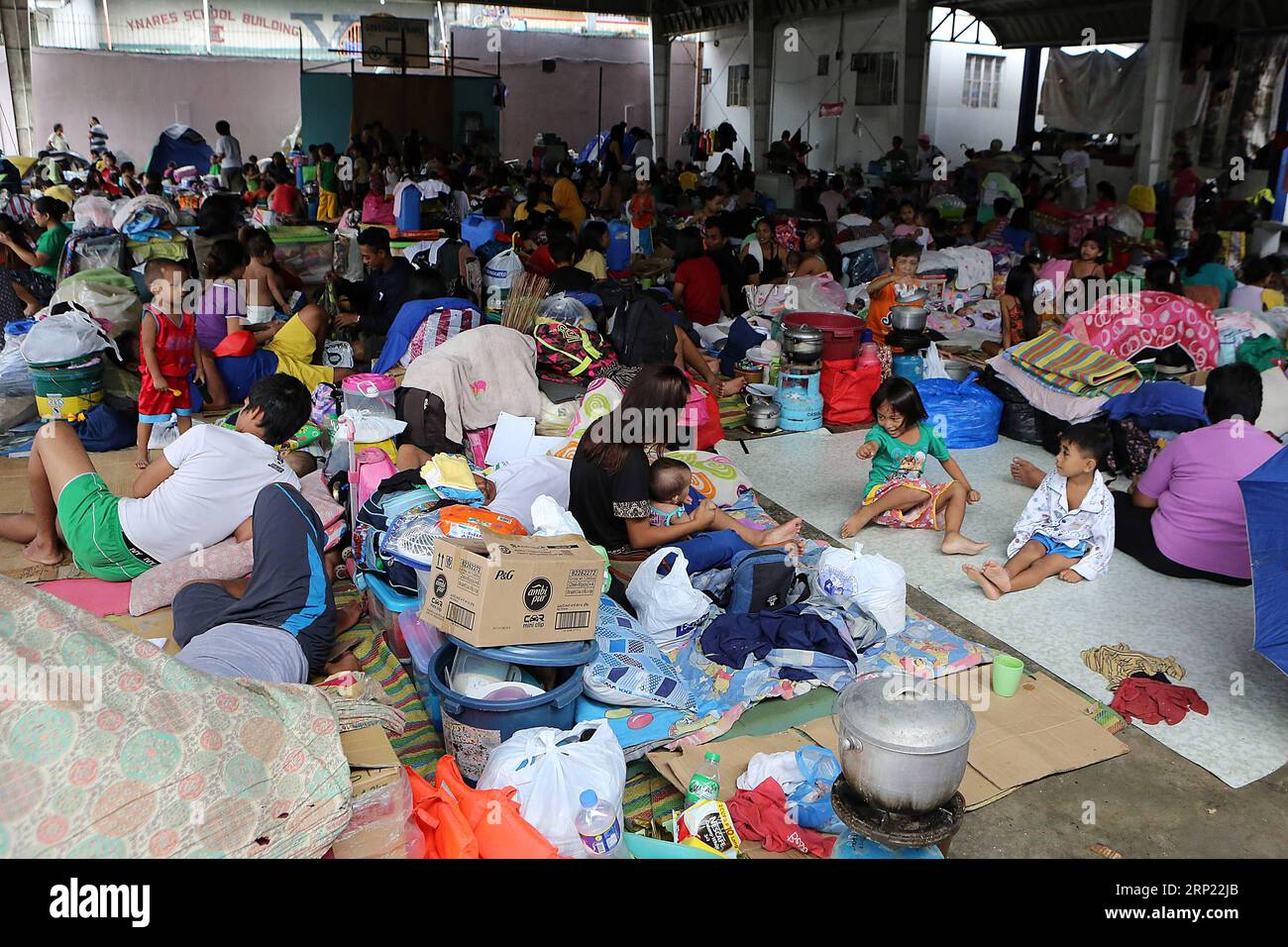 (180813) -- RIZAL, Aug. 13, 2018 -- Residents rest in an evacuation ...