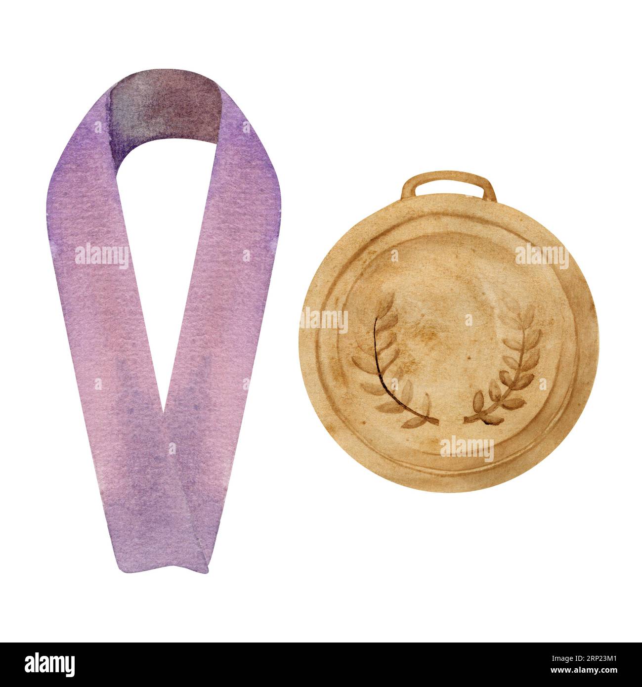 Hand drawn watercolor sports competition trophy prize, first place ...