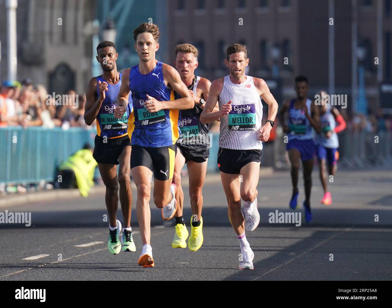 The leading group of runners in the Men's Elite race crosses Tower ...