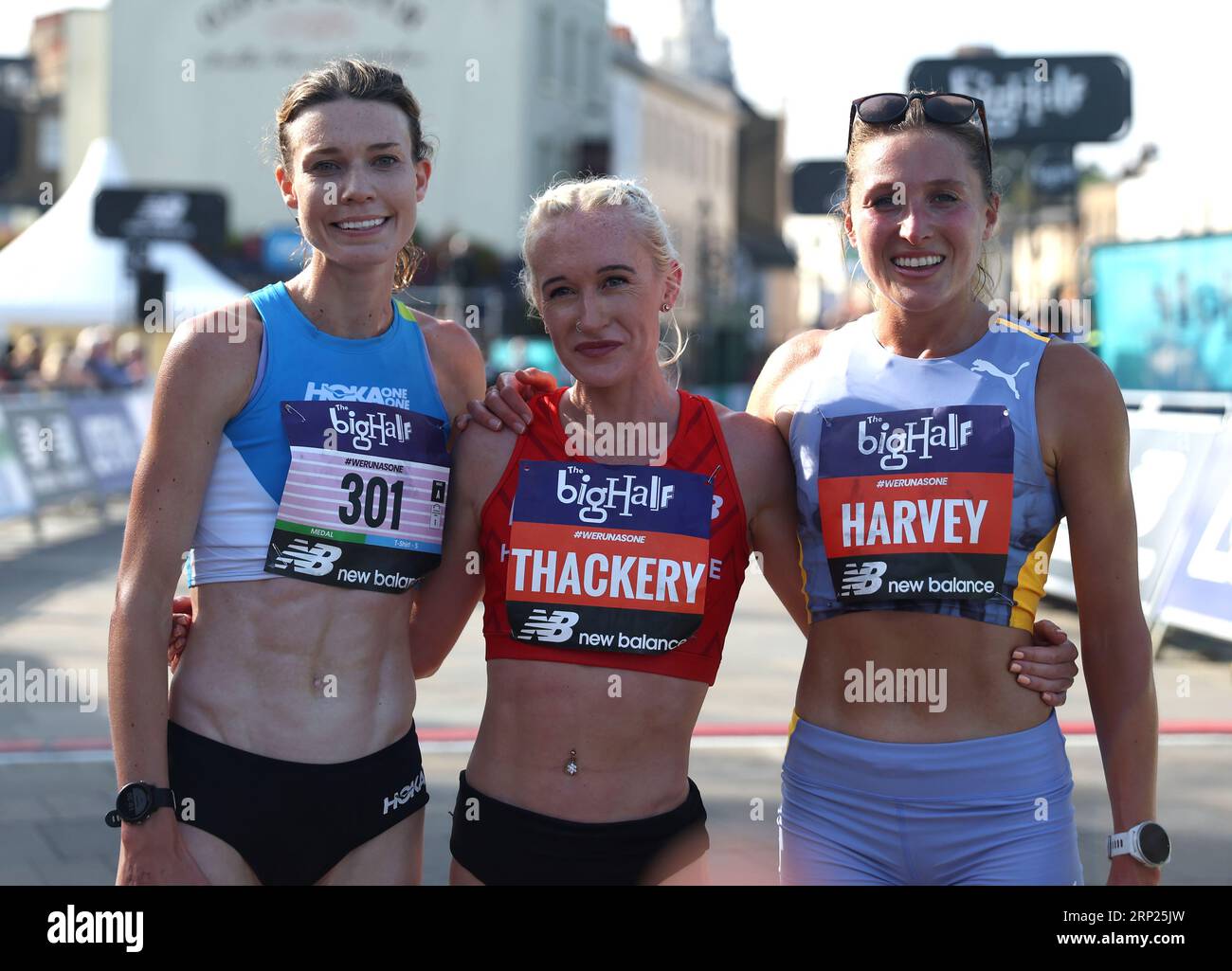 Clara Evans, third place, Calli Thackery, first place, and Rose Harvey, second place, react ...