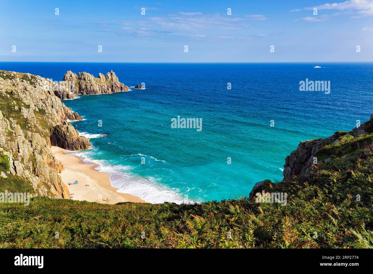 Treen cliffs and Pedn Vounder beach, South West Coast Path, coastline ...