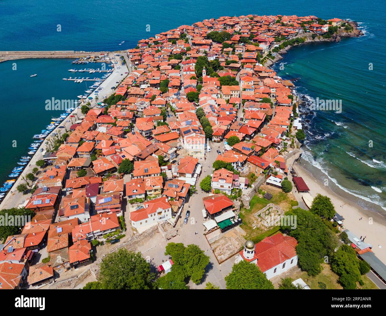 Aerial view, Old Town, Skamnij Peninsula, Sosopol, Sozopol, Sosopol ...
