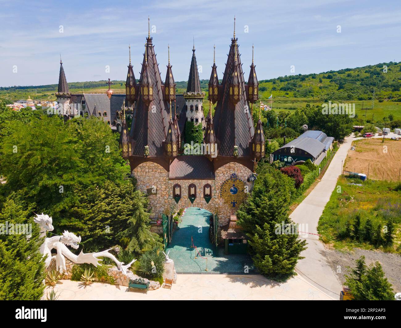 Aerial view, Castle, Rawadinovo, Ravadinovo, Sosopol, Burgas, Bulgaria ...