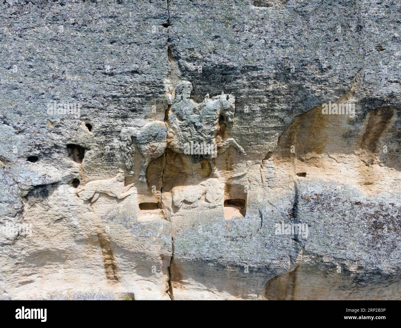 Aerial view, rock relief, Madara horseman, Madara, Shumen, Shumla ...