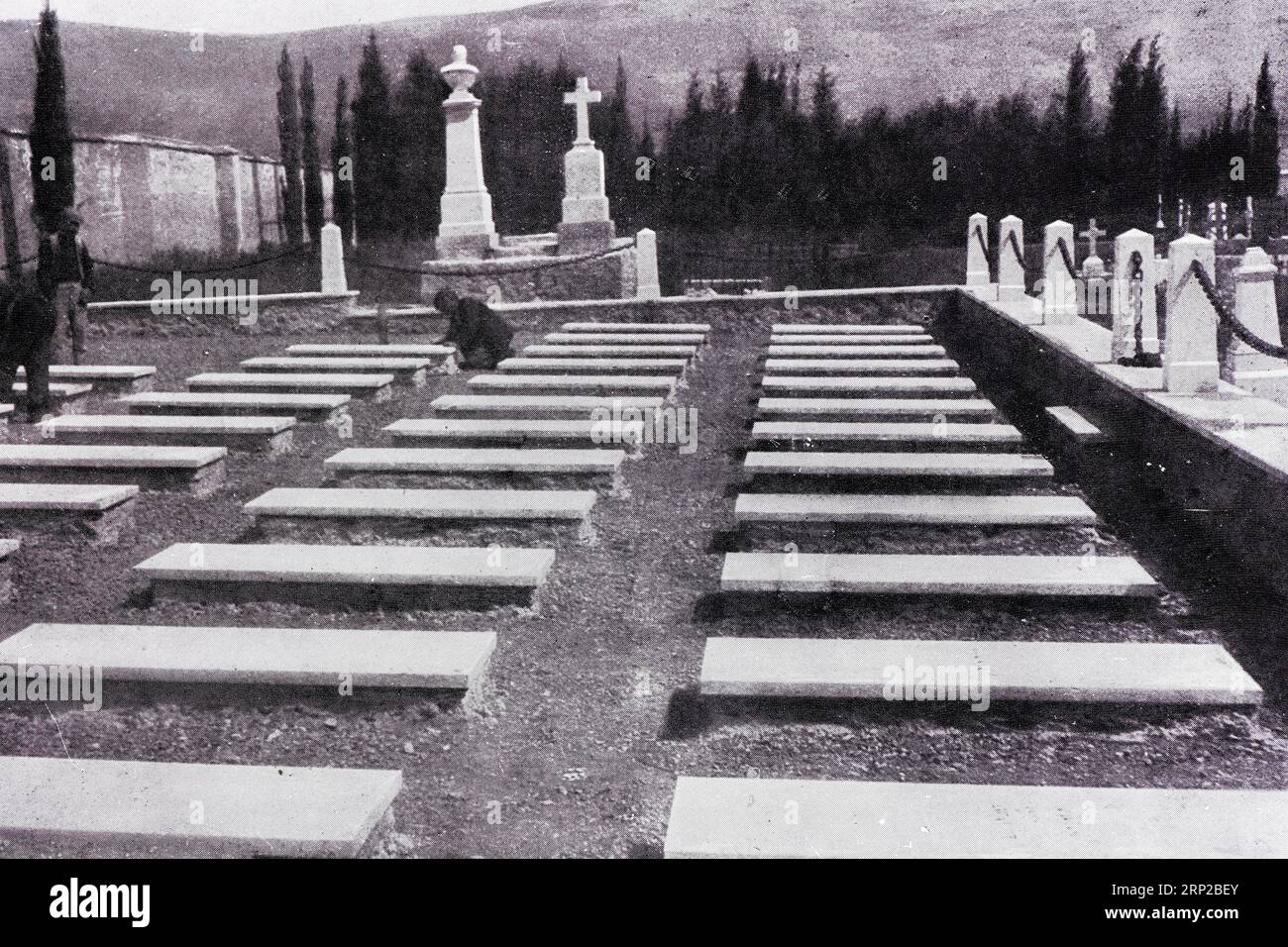 Tombs of French sailors buried in a Greek cemetery after an ambush ...