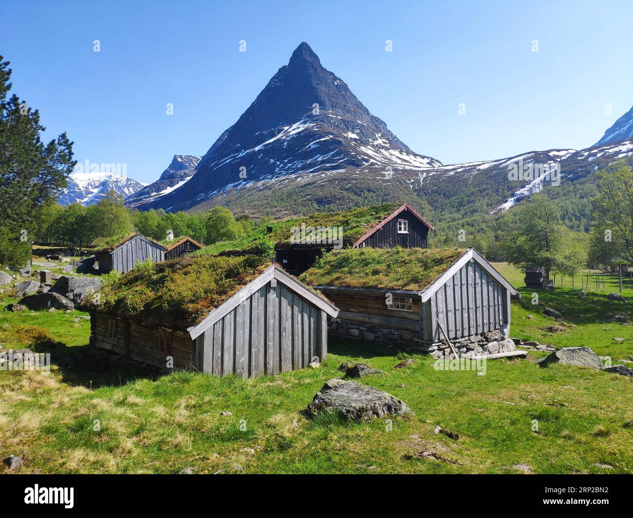 Innerdalen, Alm Renndolsetra with Innerdalstarnet, Nordland, Norway ...