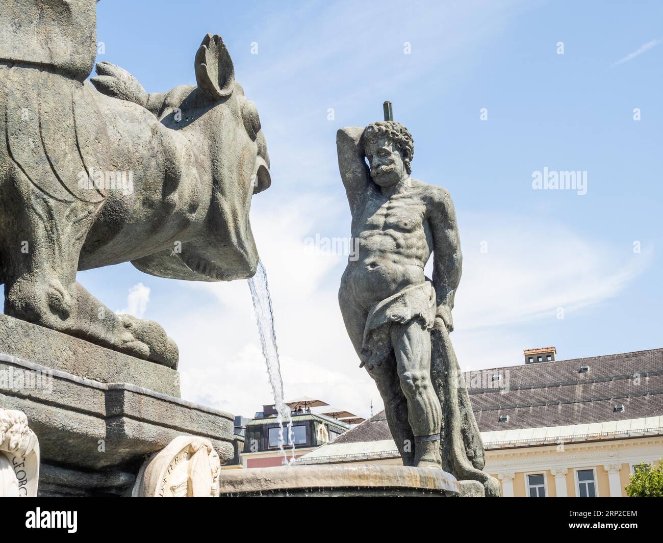 Lindwurm Fountain and Hercules Statue, Hercules Statue, Neuer Platz ...