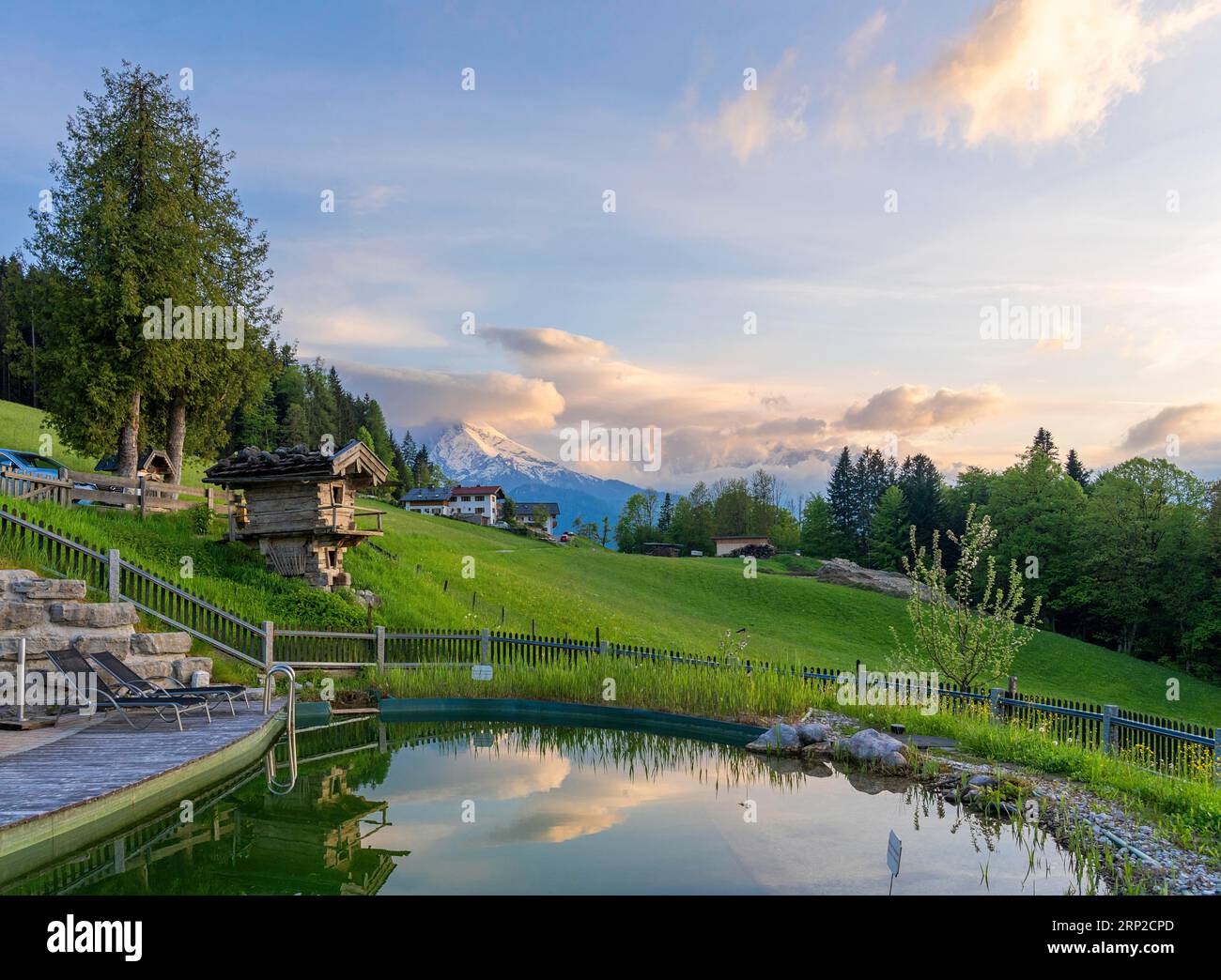 Natural swimming pool on the mountainside, Berchtesgadener Land ...