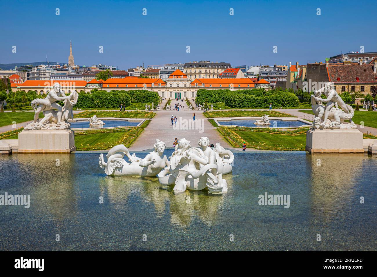 Fountain with figures from Greek mythology, lower Belvedere Palace in ...