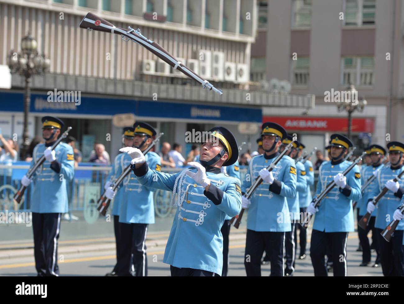 (180830) -- ANKARA, Aug. 30, 2018 -- Turkish soldiers march during a ...