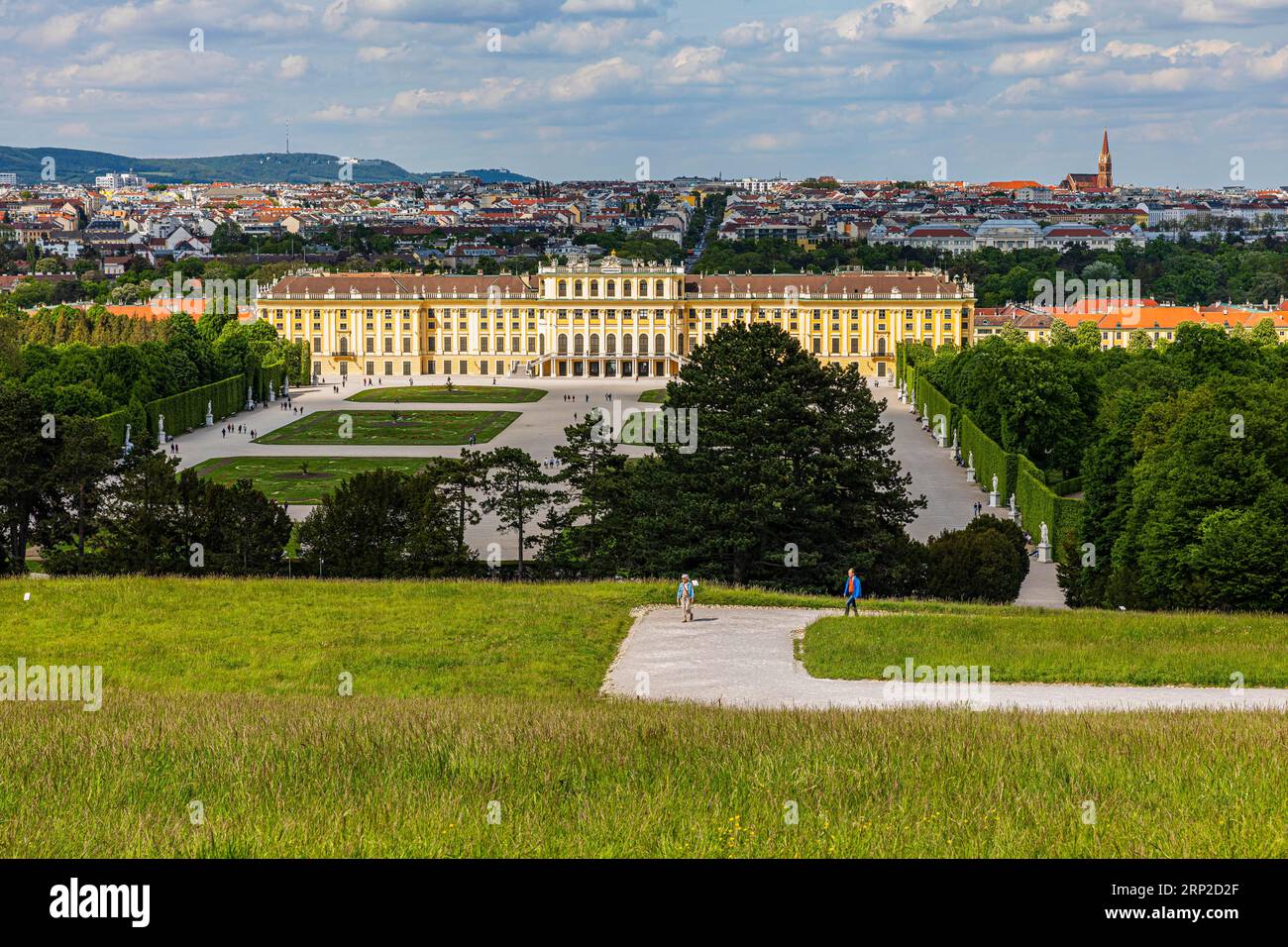 Schoenbrunn Palace overlooking the city of Vienna, view from the ...