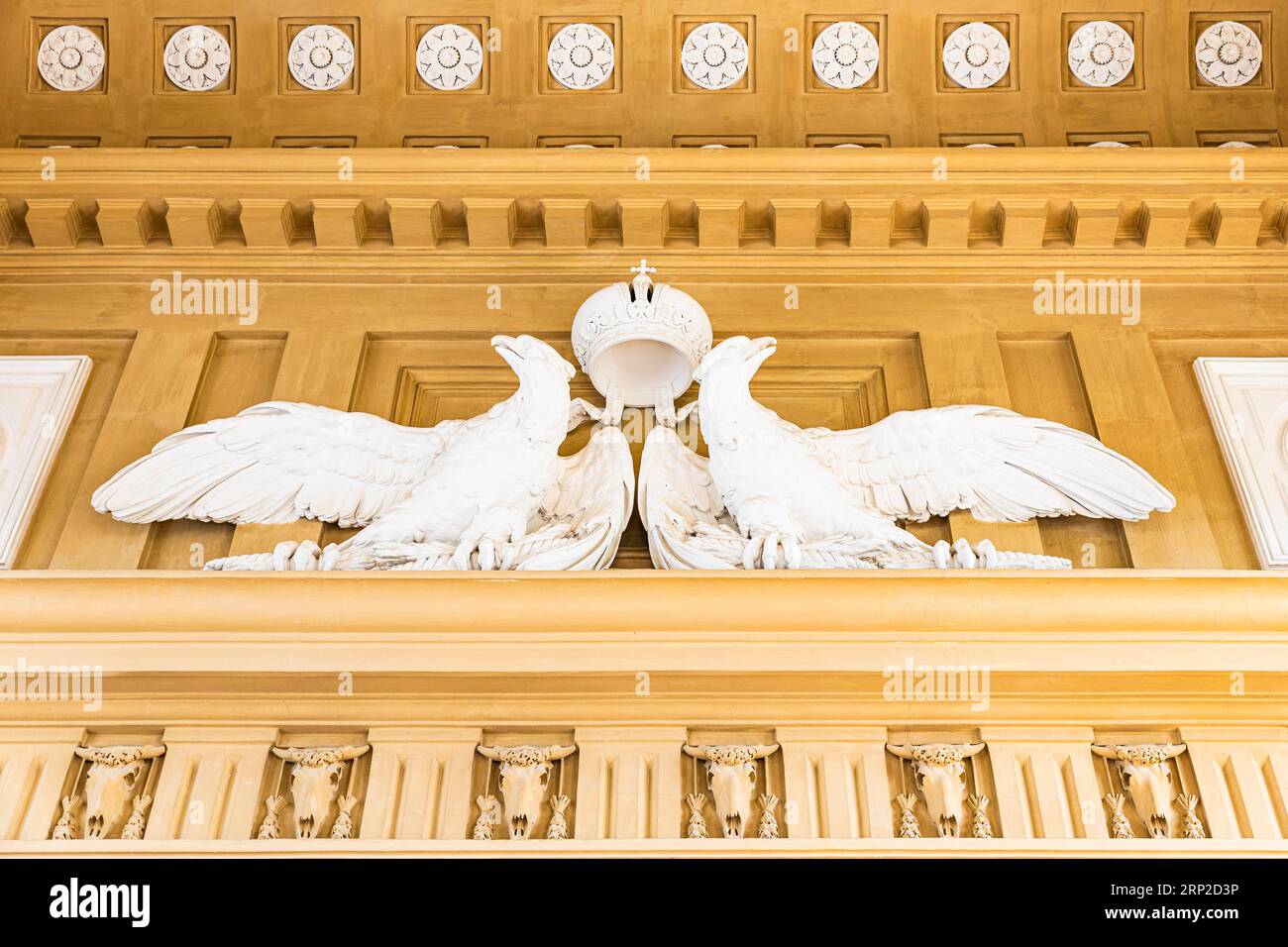 Stucco figures and ornaments on the ceiling in the Gloriette Cafe ...