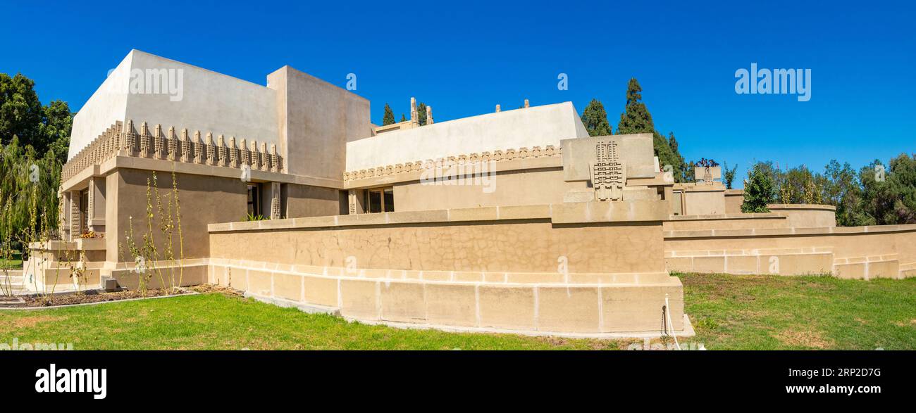 panorama of frank lloyd wright designed hollyhock house in Barnsdall ...