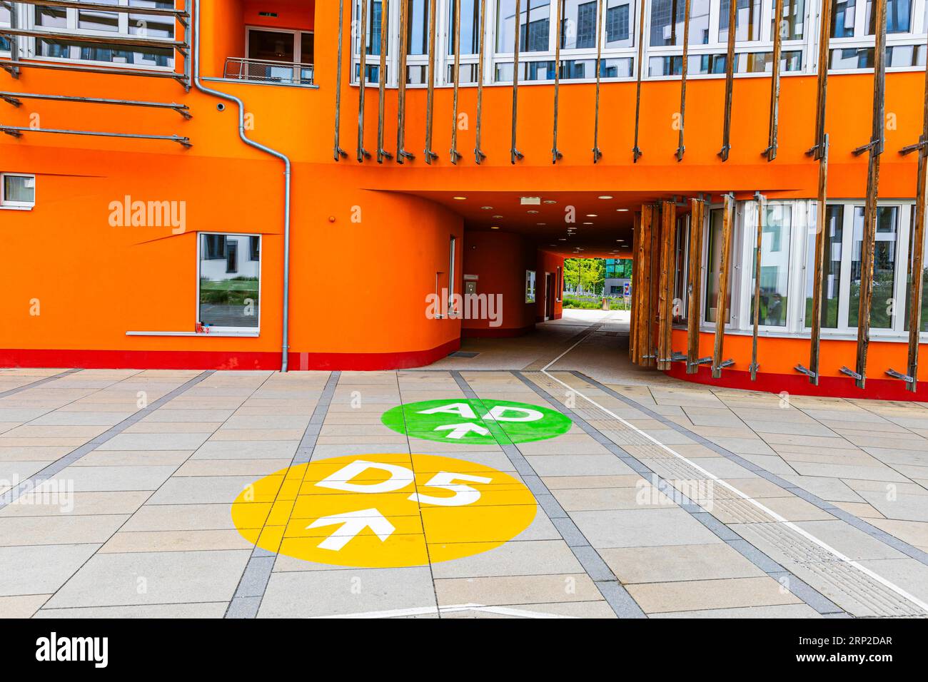 Directional arrows on the campus of the University of Economics WU ...